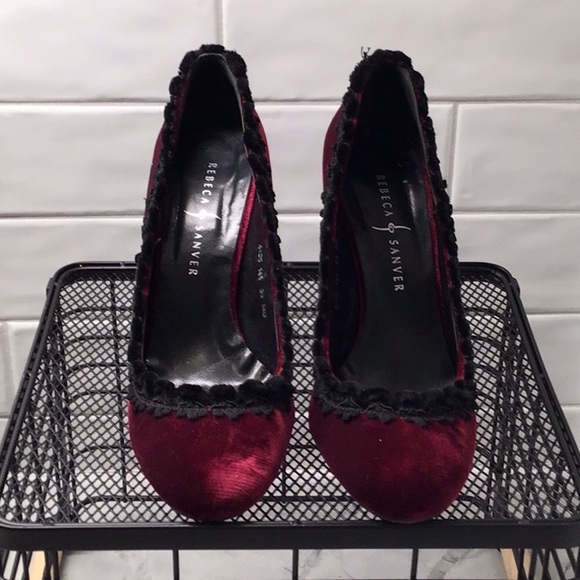 Rebeca Sanver | Shoes | Vintage Ruby Red Velvet Heels By Rebeca Sanver ...